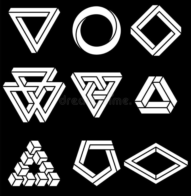Set of Impossible Shapes. Optical Illusion. Vector Illustration ...