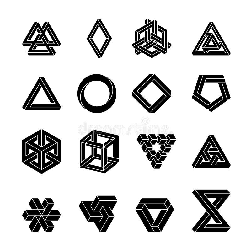 Set of Impossible Shapes. Optical Illusion. Vector Illustration ...