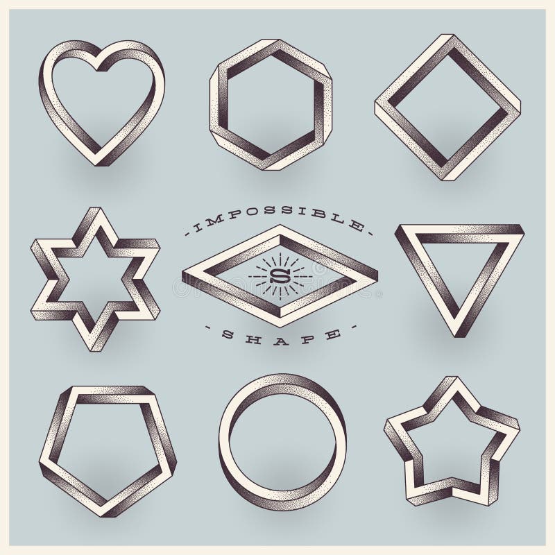 Set of Impossible Shapes. Optical Illusion. Vector Illustration ...