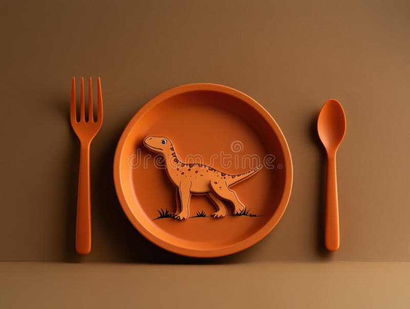 Cute Dino Plate Set stock image. Image of tableware - 388046639
