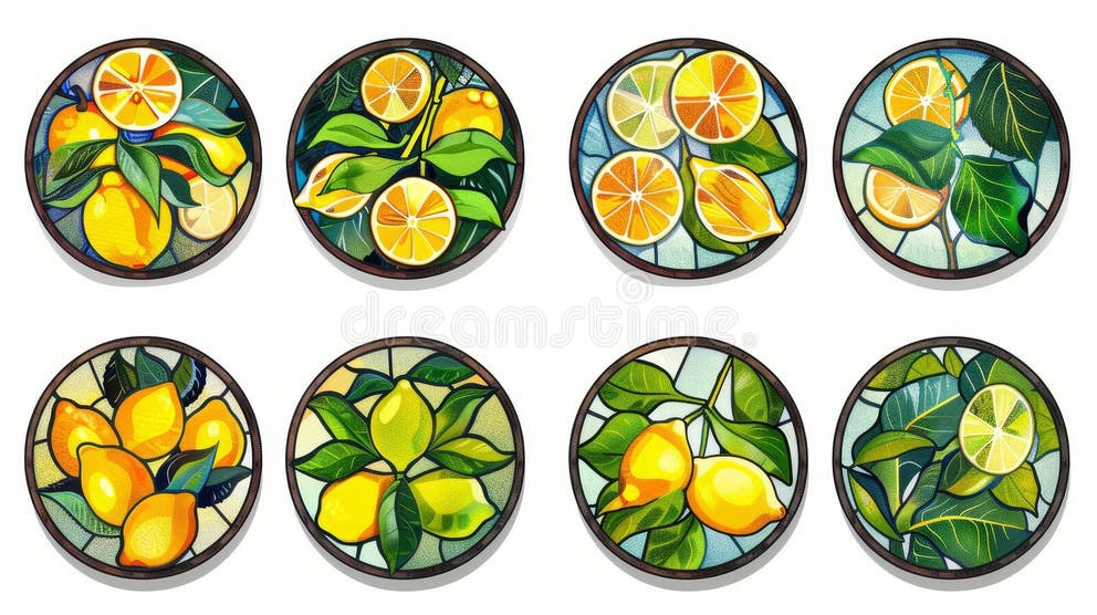 The Set Includes Contour Illustrations of Stained Glass Windows with ...