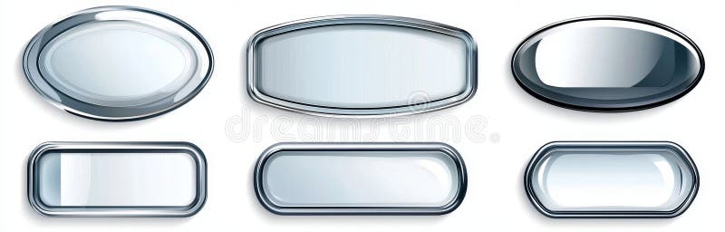 The Set Includes Gray Buttons, Glossy Isolated Icons with Metallic ...