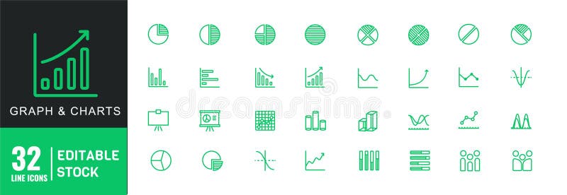 Graph & Statistics Line Icon Set. Containing Data, Web Statistics ...