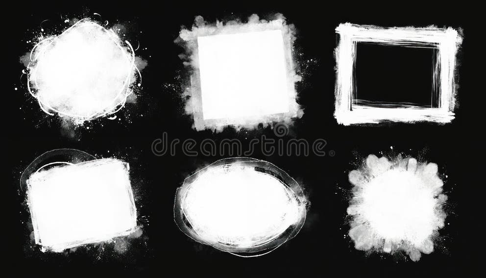 Set Includes Spray Paint Frames. White Brush Stencil Graffiti Borders ...