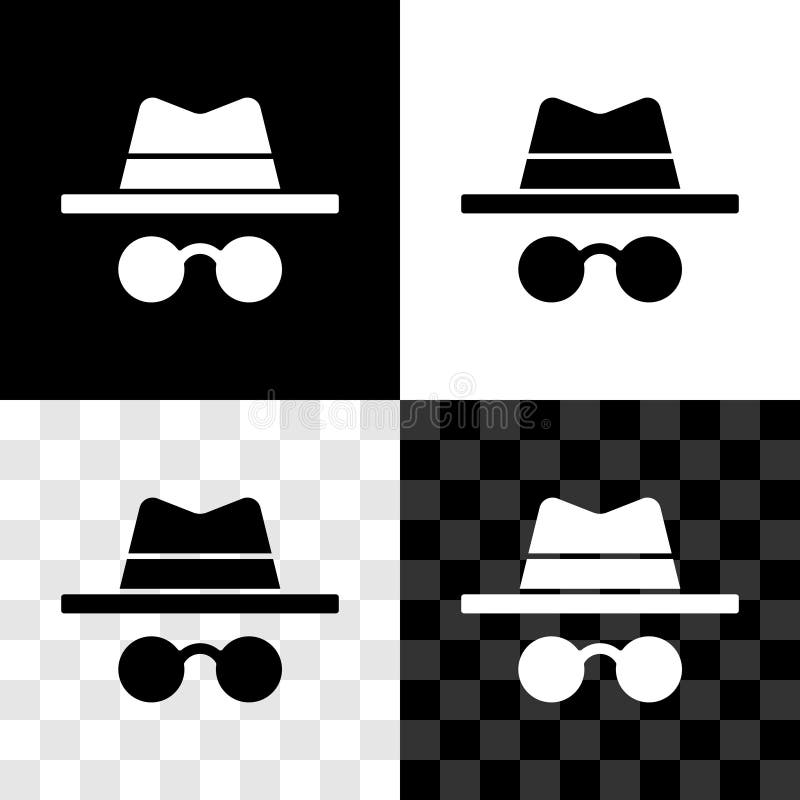 Set Incognito Mode Icon Isolated on Black and White, Transparent ...