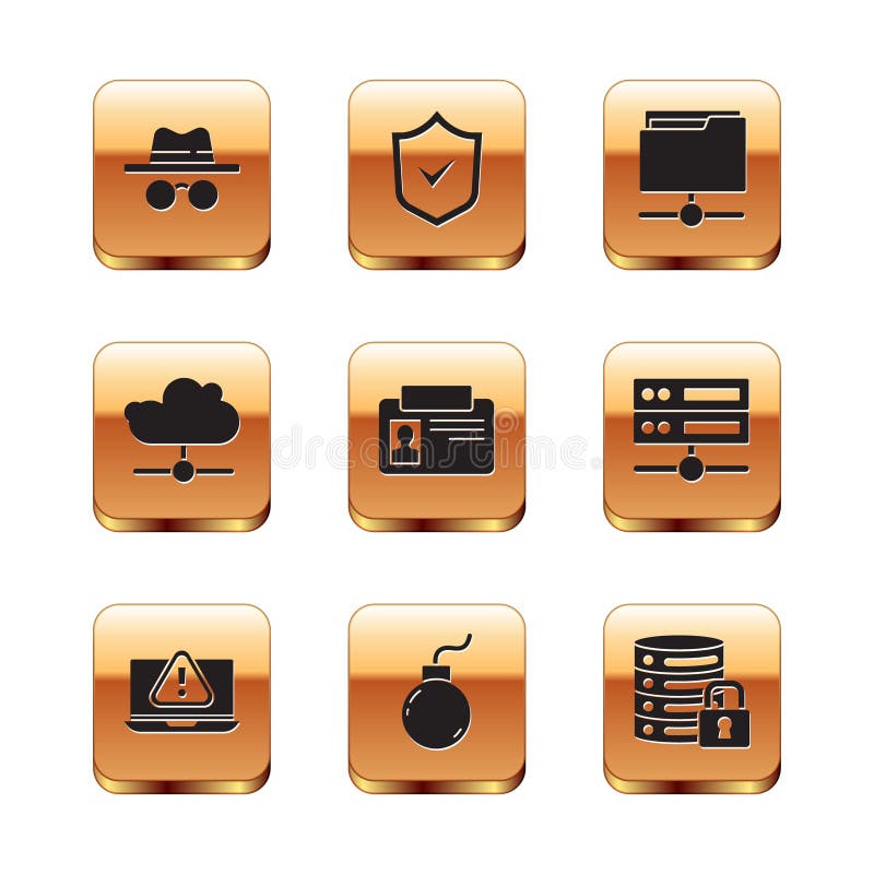 Set Incognito Mode, Laptop with Exclamation Mark, Bomb Ready Explode ...