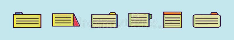 Set of Index Card Cartoon Icon Design Template with Various Models ...