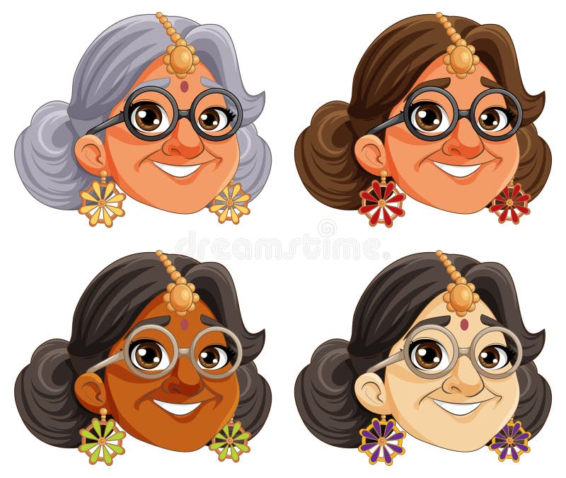 Set of Indian Cartoon Character Face Smiling Stock Vector ...