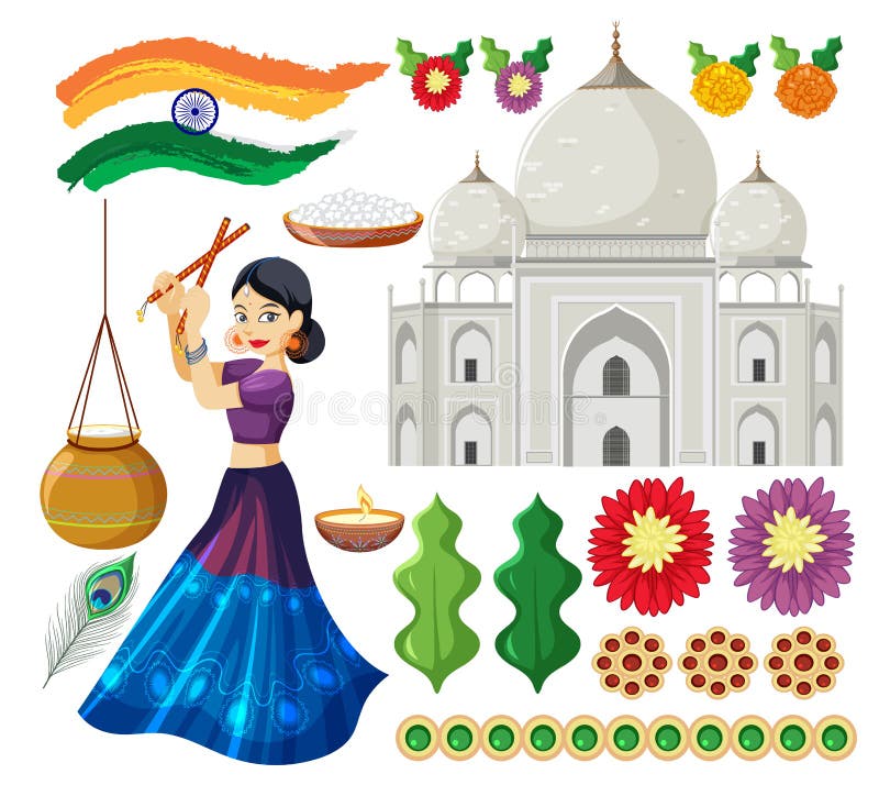 Set of Indian elements stock vector. Illustration of mosque - 242009457