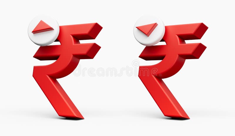 Set of Indian Rupee Symbol Increase and Decrease Icon. Money 3d ...