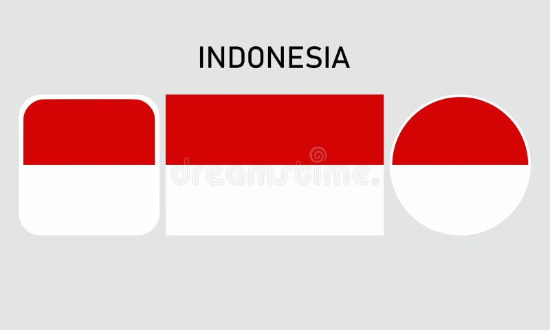 A Set of Indonesia Flags in Square, Rectangular and Round Shapes. Stock ...