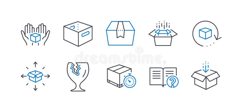 Set of Industrial Icons, Such As Office Box, Delivery Timer, Help ...