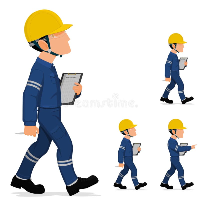 Set of Industrial Inspector is Walking Stock Vector - Illustration of ...