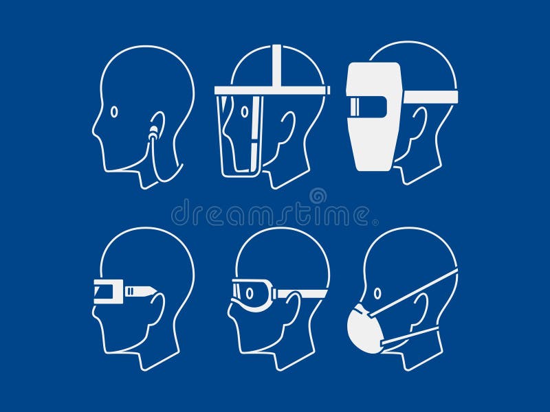 Set of Industrial PPE Icon on Blue Background Stock Vector ...