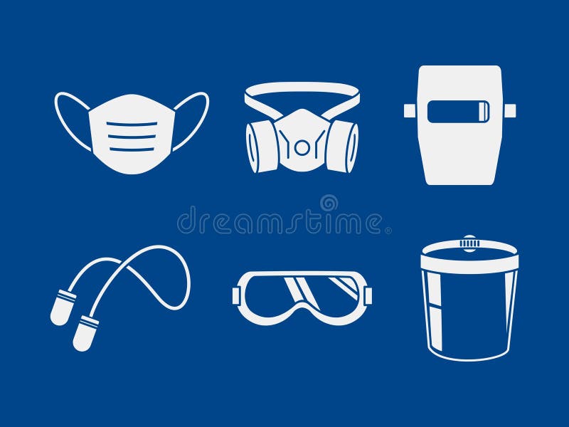 Set of Industrial PPE Icon on Blue Background Stock Vector ...