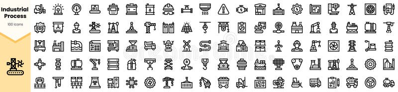 Set of Industrial Process Icons in a Minimalist Design, Showcasing ...