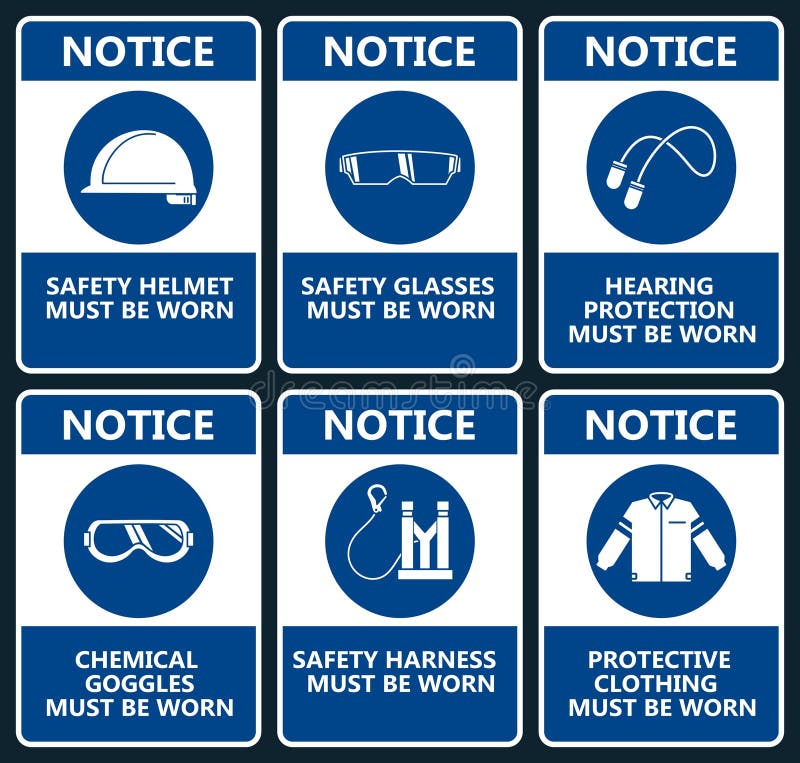 Set of Industrial Warning Sign on White Background Stock Vector ...