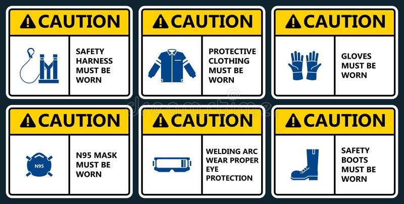 Set of Industrial Warning Sign on White Background Stock Vector ...