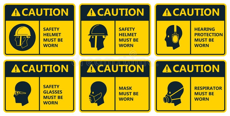 Set of Industrial Warning Sign on White Background Stock Vector ...