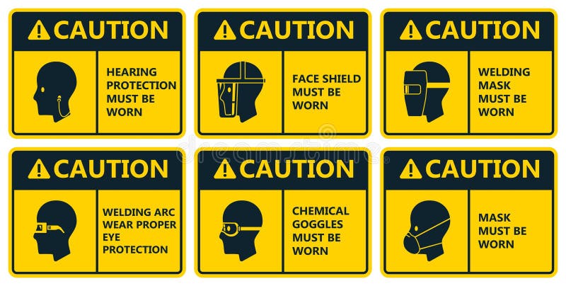 Set of Industrial Warning Sign on White Background Stock Vector ...