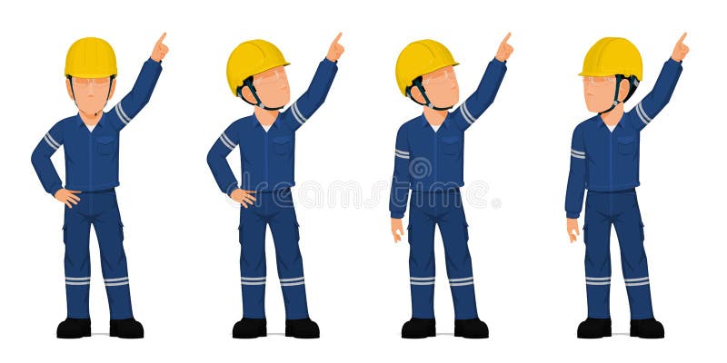 Set of Industrial Worker is Pointing To Something Over His Head Stock ...