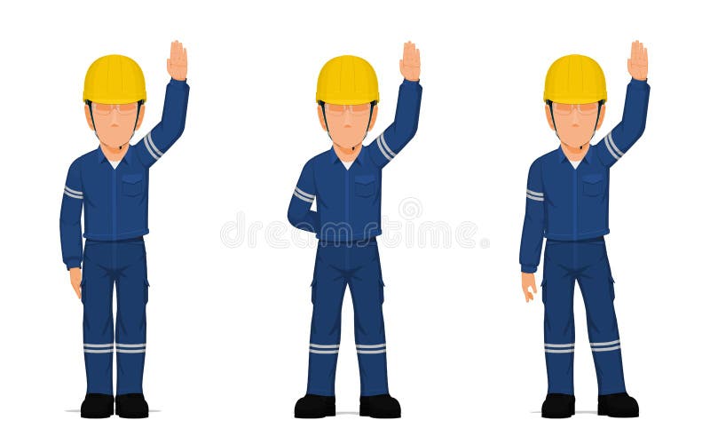 Set of Industrial Workers are Raising His Hand Overhead Stock Vector ...