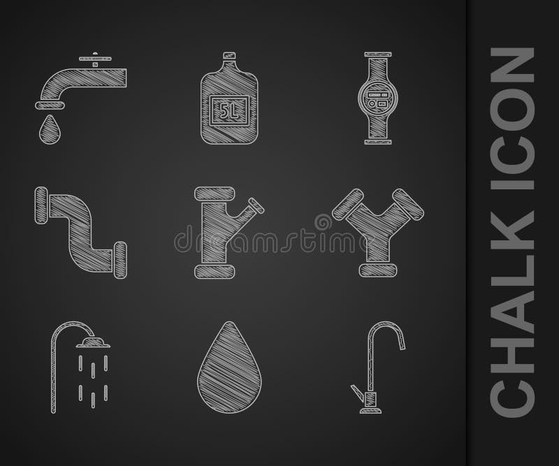 Set Industry Metallic Pipe, Water Drop, Tap, Shower, Meter and Icon ...