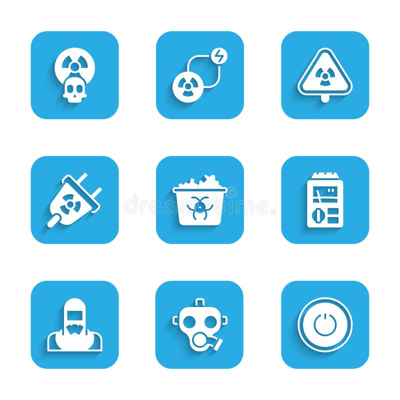 Set Infectious Waste, Gas Mask, Power Button, Dosimeter, Nuclear ...