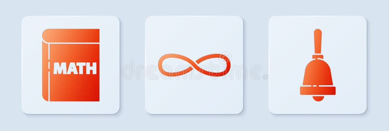 Set Infinity, Book with Word Mathematics and Ringing Bell. White Square ...
