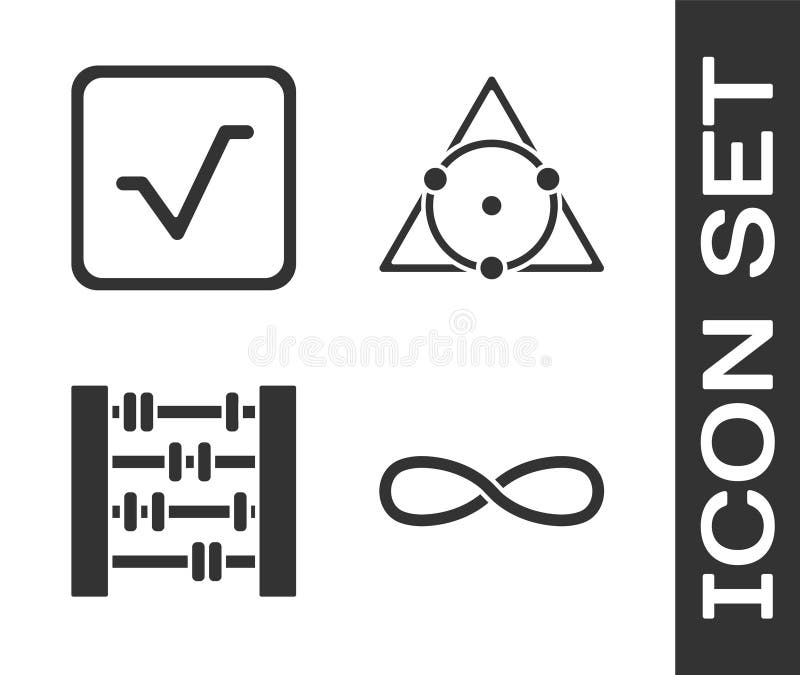 Set Infinity, Square Root, Abacus and Triangle Math Icon. Vector. Stock ...