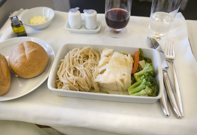 Set Inflight Meal on a Tray, on a White Table Stock Image - Image of ...