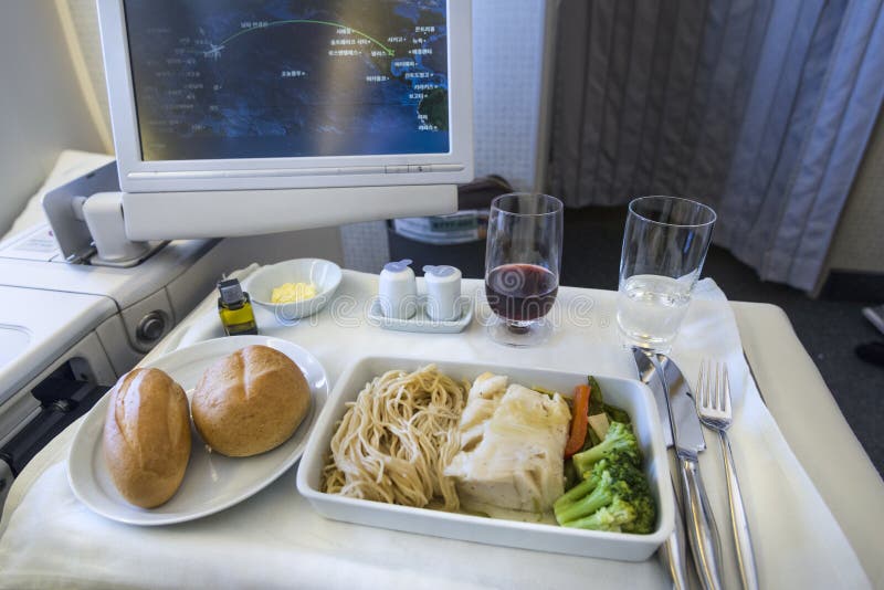Set Inflight Meal on a Tray, on a White Table Stock Photo - Image of ...