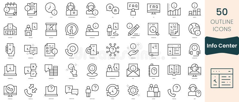 Set of Info Center Icons. Thin Linear Style Icons Pack Stock Vector ...