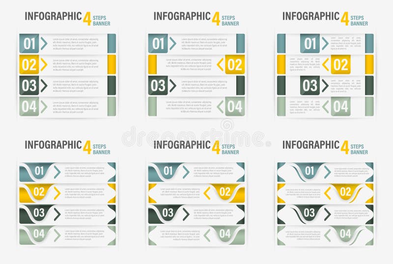 Set of Info-graphic Four Steps Horizontal Banner. Stock Vector ...