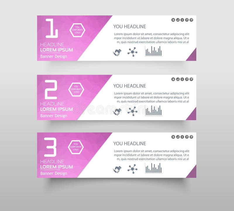 Set of Infographic Banner with Polygonal, Geometric, Triangle Pattern ...