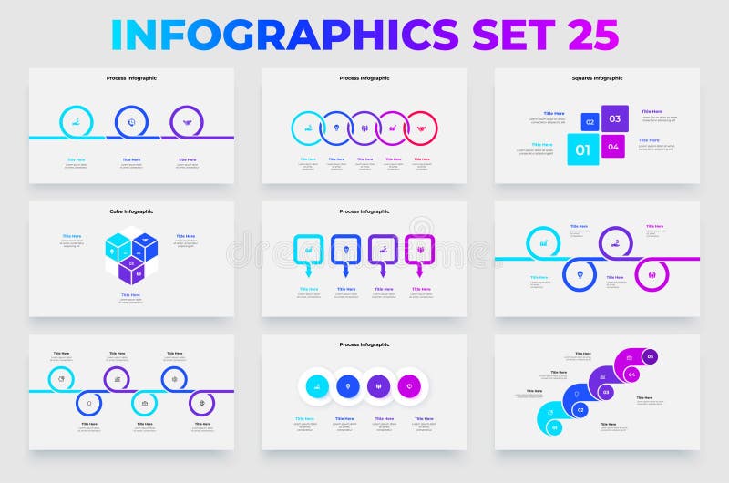 Set of Infographic Business Process Charts for Presentations, Data ...