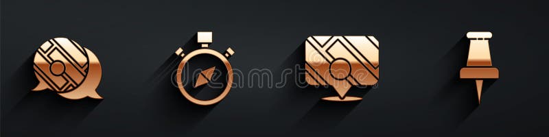 Set Infographic of City Map Navigation, Compass, Infographic of City ...