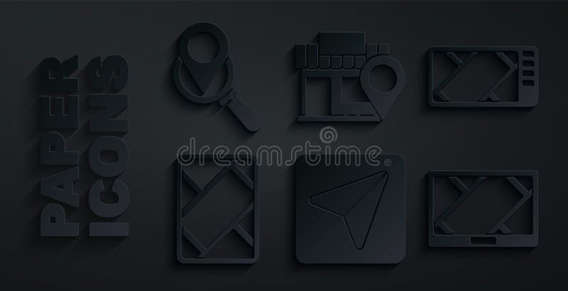 Set Infographic of City Map Navigation, Gps Device with, Location Store ...