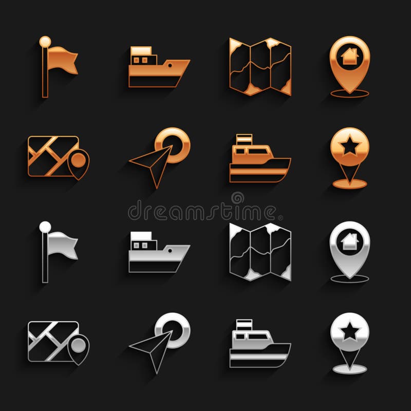 Set Infographic of City Map Navigation, Location with House, Map ...