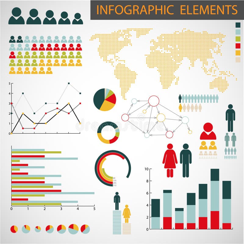 Human and People Infographic Vector Elements in Blue and Red Color ...