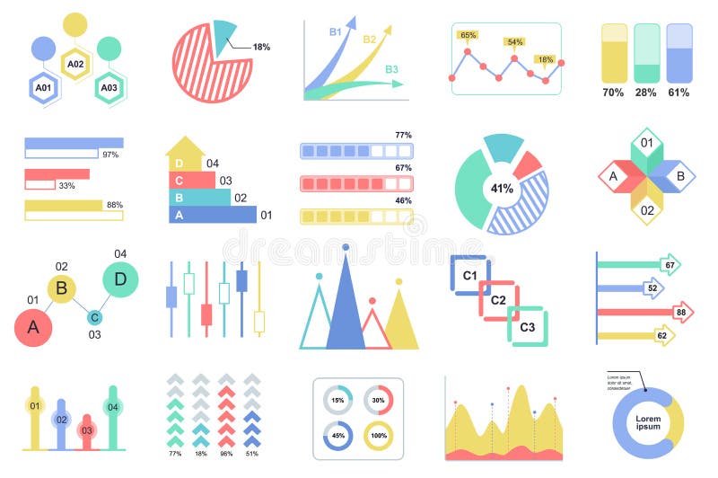 Set of Infographic Elements Data Visualization Vector Design Template with Different Chart ...