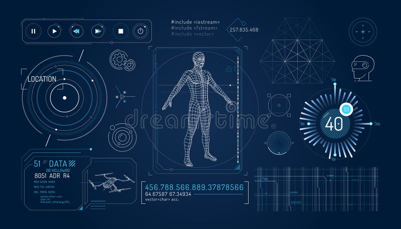 Set of Infographic Elements about Drone Control and Augmented Reality ...