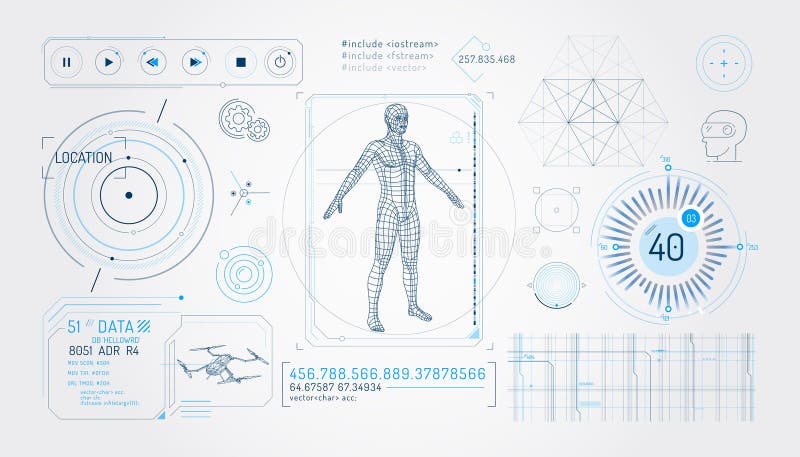 Set of Infographic Elements about Drone Control and Augmented Reality ...