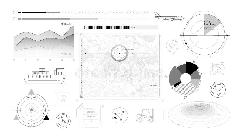 Set of Infographic Elements about Geolocation and Cargo Transportation ...