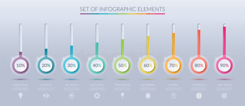 Set of Infographic Elements with Glass Effect. Can Be Used To Visualize ...