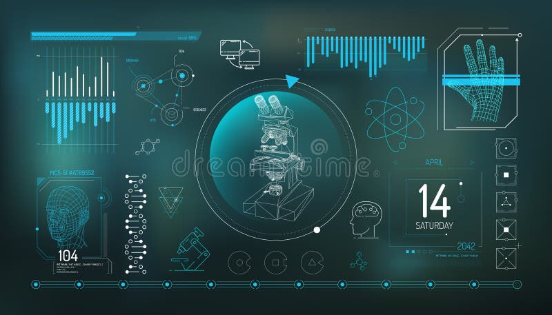 Set of Infographic Elements about Microscopy and Biomedical Research ...