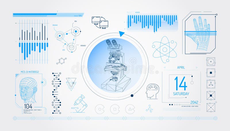 Set of Infographic Elements about Microscopy and Biomedical Research ...