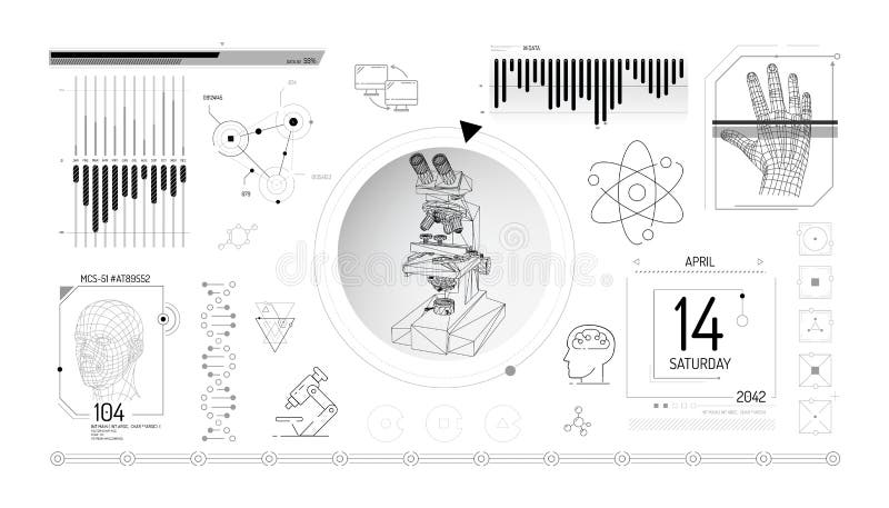 Set of Infographic Elements about Microscopy and Biomedical Research ...