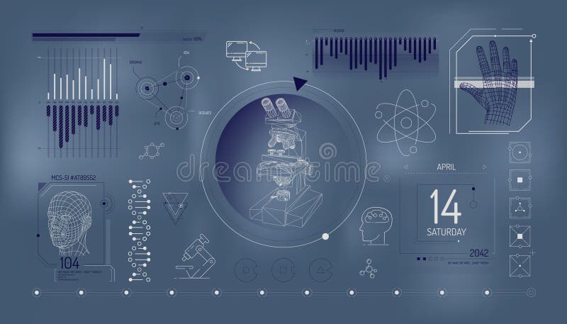 Set of Infographic Elements about Microscopy and Biomedical Research ...
