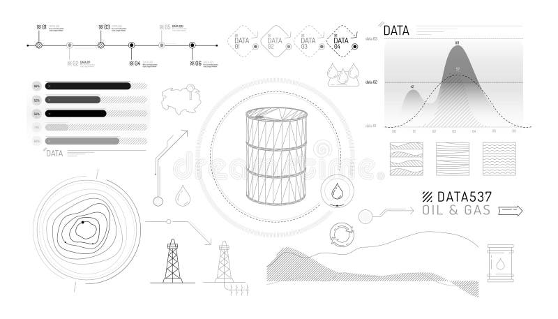 Set of Infographic Elements about Oil Exploration and Production. Stock ...